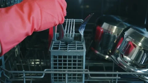 Loading dirty plates, crockery and glass... | Stock Video | Pond5