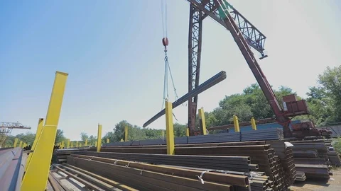 Loading of metal with the help of a gant... | Stock Video | Pond5