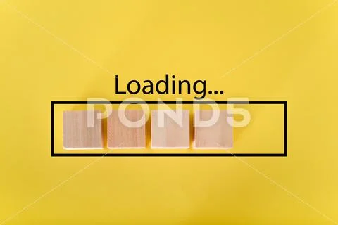 Loading the progress bar with wooden cubes. Download progress. Loading ...