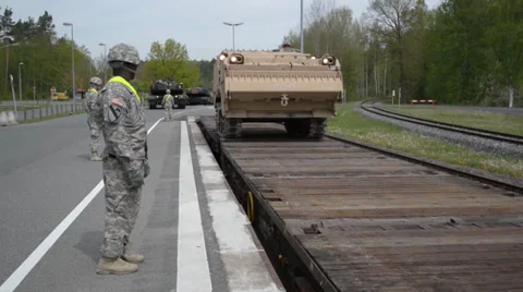 Loading Tanks on train, EAS Railhead Ope... | Stock Video | Pond5