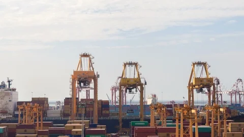 loading unloading ship in container term... | Stock Video | Pond5