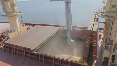 loading wheat into a tanker, a ship with... | Stock Video | Pond5