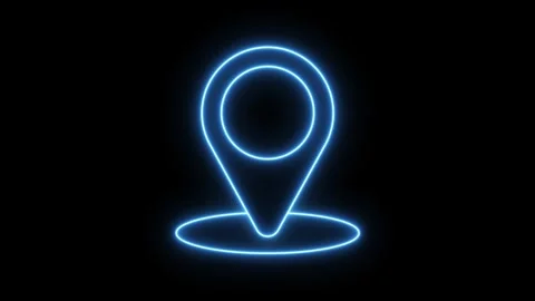 location Icon Neon Light Glowing blue Br... | Stock Video | Pond5