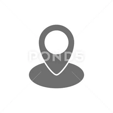 Location pin in circle, street views, map marker grey icon ...