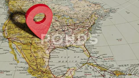 Location pin over the map of United States of America. Stock Image ...