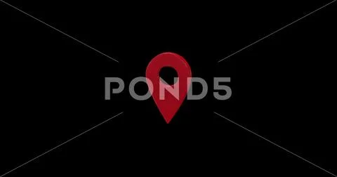 Location Pin pointer on map animated cartoon on black screen background ...