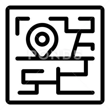 Location pin showing current position on digital map Illustration ...