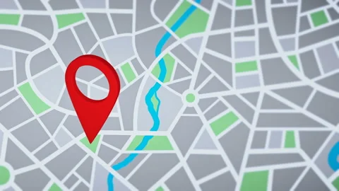 Location pinpoint on the navigation map | Stock Video | Pond5