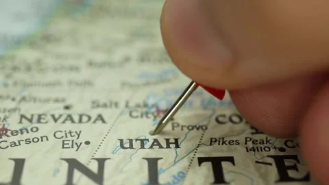 Location Utah state, map with red push p... | Stock Video | Pond5