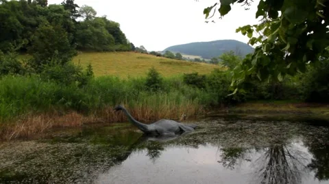 Loch Ness Monster at the Small Lake | Stock Video | Pond5