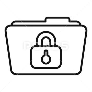 Lock folder icon outline vector. Cipher data: Graphic #229670537