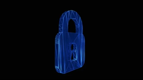 Lock Icon Blue Low Poly Rotating on blac... | Stock Video | Pond5