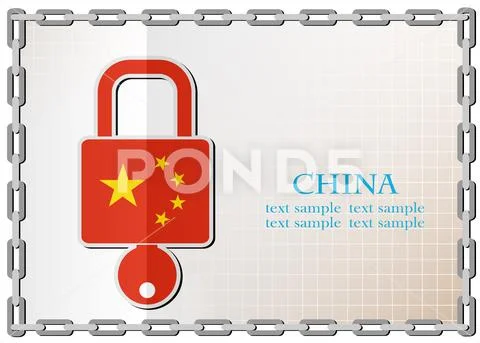 Lock logo made from the flag of China: Graphic #137847433