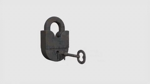 lock opens with a key, animation ,transp... | Stock Video | Pond5
