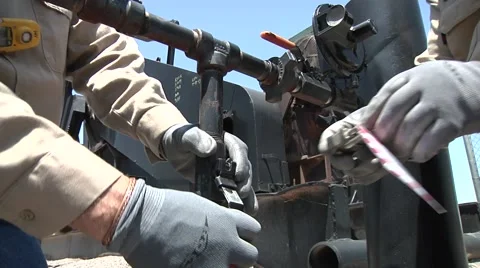 Lock out oil well engine | Stock Video | Pond5