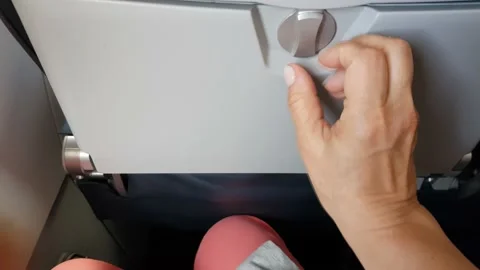 The lock of the table for the airplane t... | Stock Video | Pond5