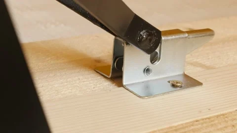 Locking wooden bench leg mechanism on ba... | Stock Video | Pond5