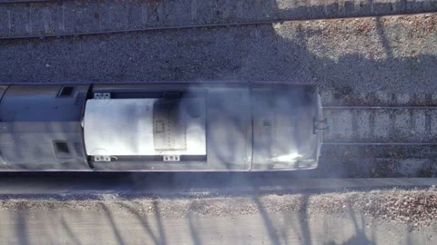 Locomotive Cargo Train Bird's Eye View D... | Stock Video | Pond5