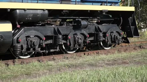 Locomotive wheels close-up. Old train lo... | Stock Video | Pond5