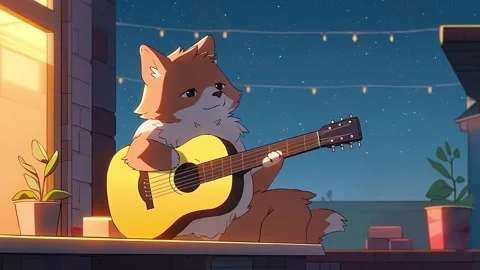 Lofi animation. Seamless loop. Fox playi... | Stock Video | Pond5