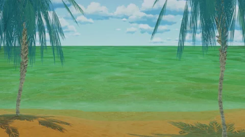Lofi Beach Animation: Serene Palm Trees ... | Stock Video | Pond5