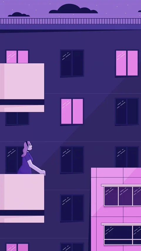 Lofi girl standing alone on high-rise ba... | Stock Video | Pond5