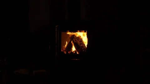 Log Burner Fire Burning In A Cosy Cabin | Stock Video | Pond5