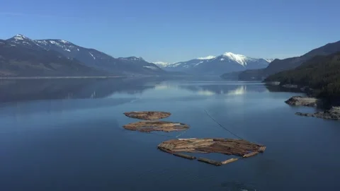 Logging on the Lake: Tugboat Towing Logs... | Stock Video | Pond5