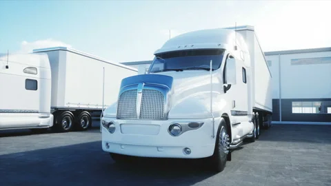 Logistics center with white 3d model of ... | Stock Video | Pond5