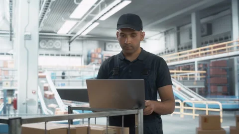 Logistics Packages Sorting Warehouse Wor... | Stock Video | Pond5