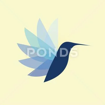 Logo in the form of hummingbirds of blue shades Illustration #228975484