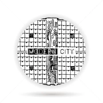 Logo with ink doodle maps, architecture drawing ~ Clip Art #133321367