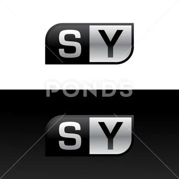 Logo letter SY with two different sides. Negative or black and white ...
