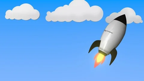 Logo of WALT DISNEY on a flying rocket. ... | Stock Video | Pond5