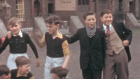 London - 1957: british boys football tea... | Stock Video | Pond5