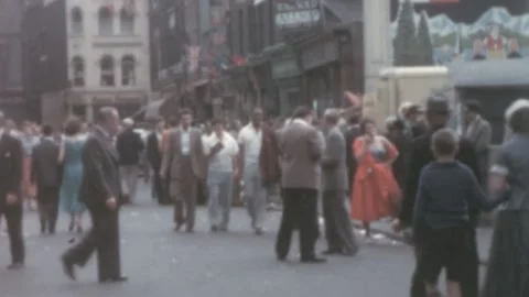 London - 1957: crowds of british people ... | Stock Video | Pond5
