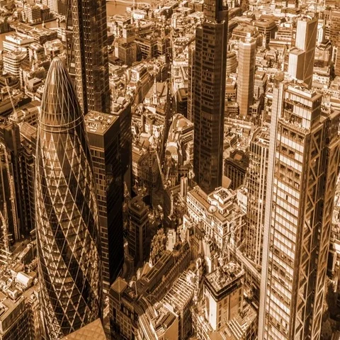 london city aerial helicopter flight urb... | Stock Video | Pond5