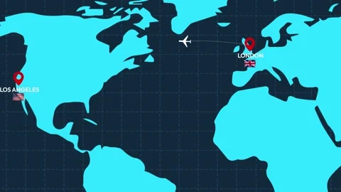 London to Los Angeles flight route 4k an... | Stock Video | Pond5