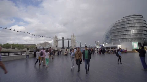 London Riverside promenade on the Thames... | Stock Video | Pond5