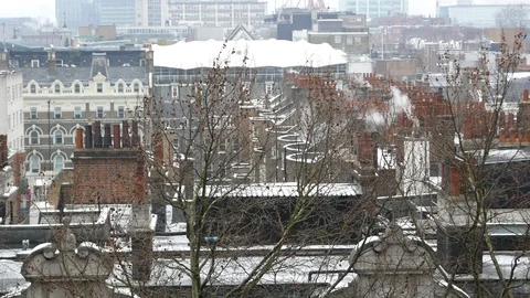London rooftops in winter with snow and ... | Stock Video | Pond5