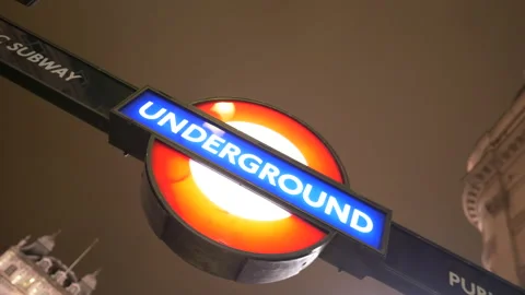 London Underground Sign at Night Piccadi... | Stock Video | Pond5