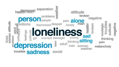 Loneliness animated word cloud, text des... | Stock Video | Pond5