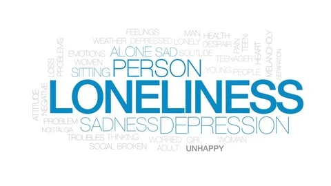 Loneliness animated word cloud, text des... | Stock Video | Pond5