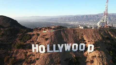 Long aerial reverse over the Hollywood S... | Stock Video | Pond5