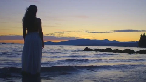Long back view shot of woman standing an... | Stock Video | Pond5