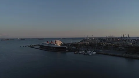 Long Beach Shipyard by Aerial Drone | Stock Video | Pond5