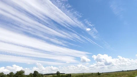 Long clouds on a blue sky | Stock Video | Pond5