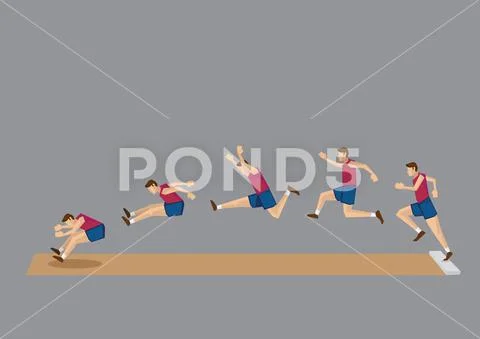 Long Jump in Action Sequential Vector Icons ~ Clip Art #129549339