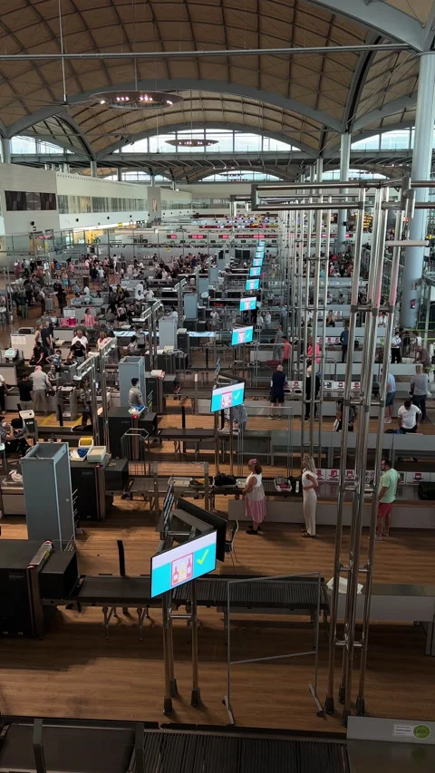 Long Lines of people wait to go through ... | Stock Video | Pond5