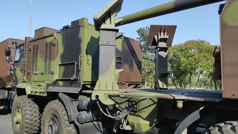 Long-range self-propelled howitzers, Mil... | Stock Video | Pond5